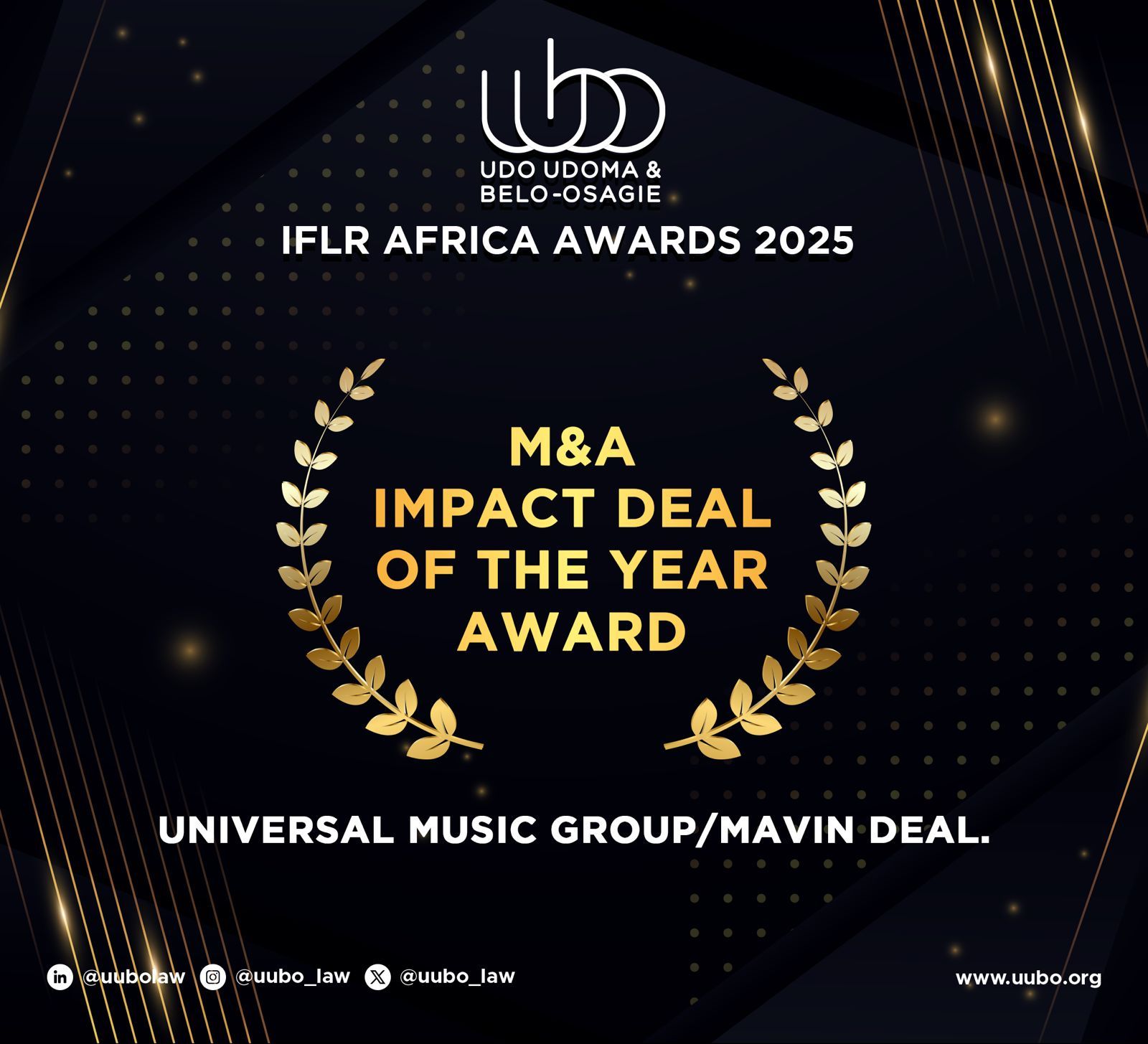 M&A Impact Deal of the Year Award at the 2025 IFLR Africa Awards - UUBO