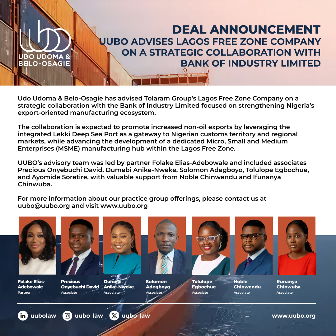 UUBO ADVISES LAGOS FREE ZONE COMPANY ON A STRATEGIC COLLABORATION WITH ...